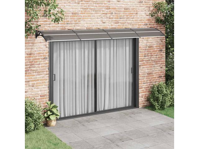 vidaXL Door Canopy Black Polycarbonate 157.5 x 39.4 in Durable - Black and brown