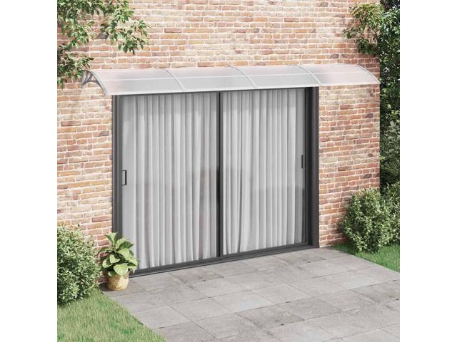 Door Canopy Grey Polycarbonate 157.5 x 39.4 in Durable - Gray and white
