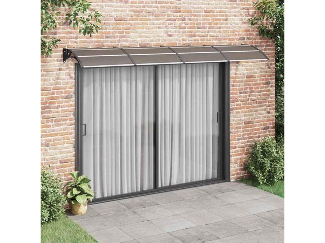 vidaXL Door Canopy Black  Transparent Polycarbonate  Abs  Aluminum Large - Black