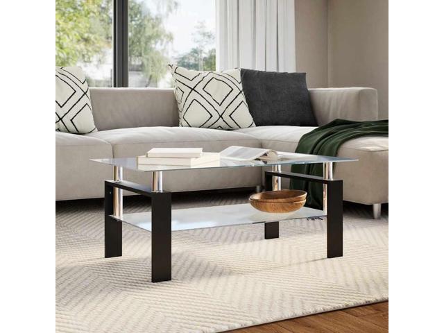 Click here for vidaXL Coffee Table with Black Frame and Tempered... prices