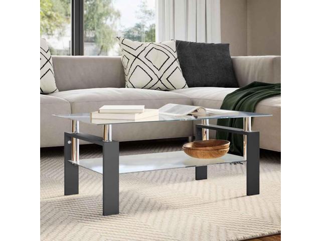 Click here for vidaXL Coffee Table with Black Frame and Tempered... prices