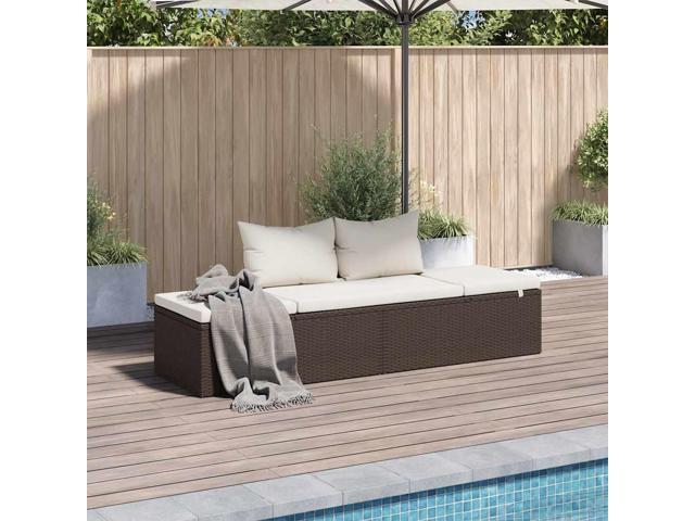 Patio Bed Gray 76.8x23.6 Poly Rattan - Brown