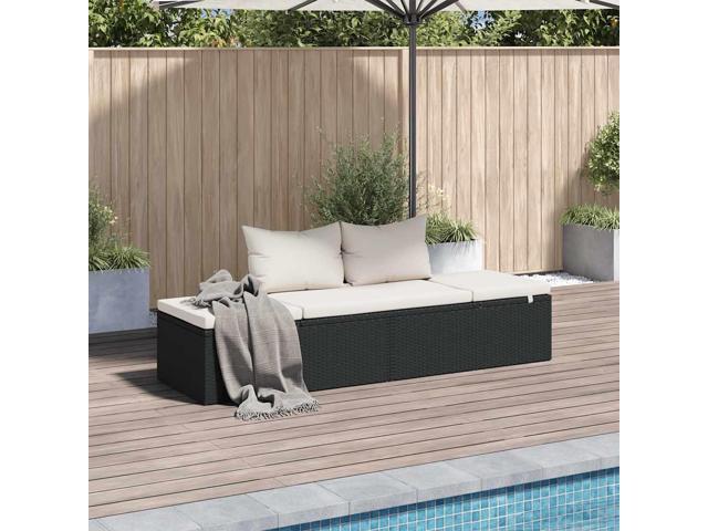 Patio Bed Gray 76.8x23.6 Poly Rattan - Black