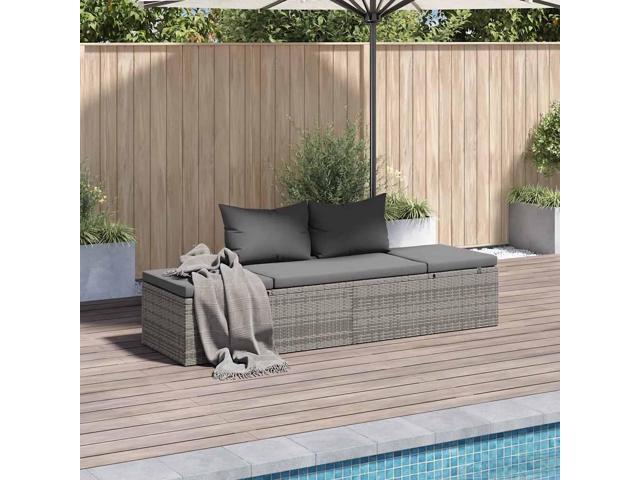 Patio Bed Gray 76.8x23.6 Poly Rattan - Gray
