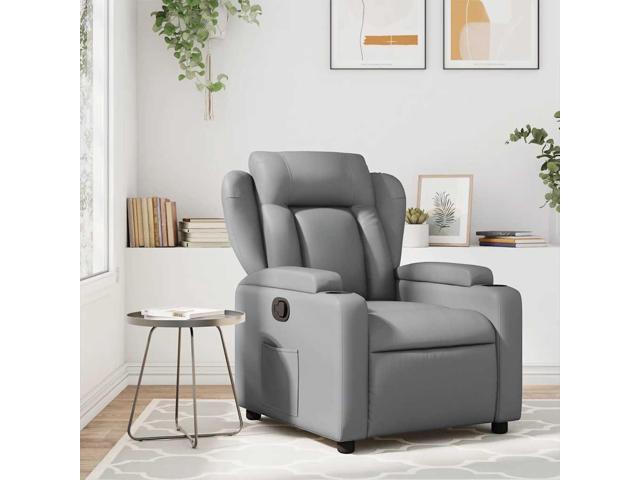 Click here for vidaXL Gray Leather Recliner Chair with 6-Point Vi... prices