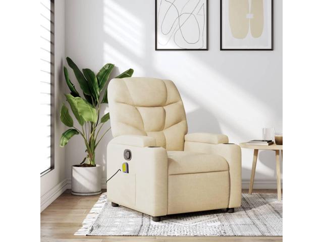 Click here for vidaXL Cream Fabric Recliner Chair with 6-Point Vi... prices