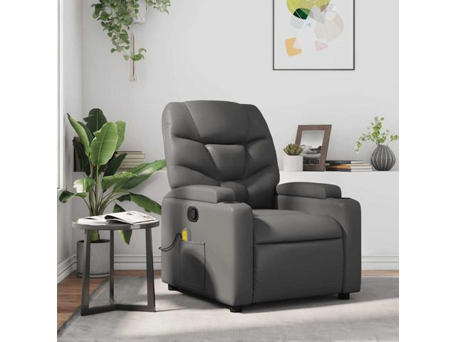 Click here for Massage Recliner Chair Gray Faux Leather - Gray prices