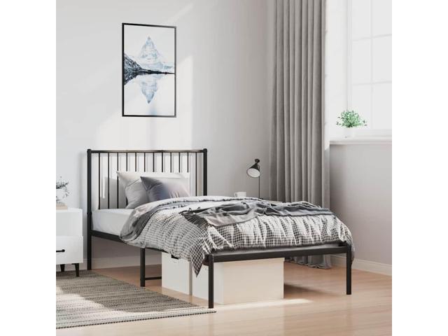 Click here for vidaXL 12-Inch Black Metal Twin Bed Frame with Hea... prices