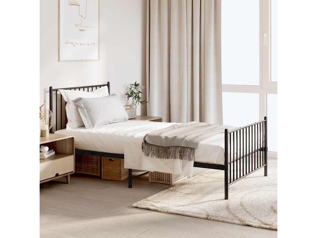 Click here for vidaXL 12-Inch Black Metal Twin Bed Frame with Hea... prices