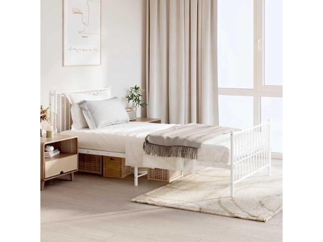 Click here for vidaXL 12-Inch White Metal Twin XL Bed Frame with... prices