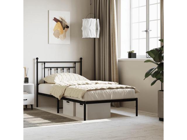Click here for vidaXL 12 Inch Black Twin Bed Frame with Headboard... prices