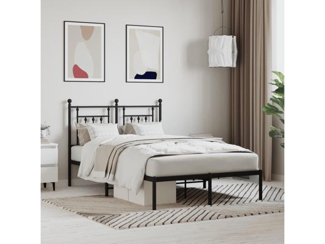 Click here for vidaXL 12 Inch Black Full Size Bed Frame with Head... prices