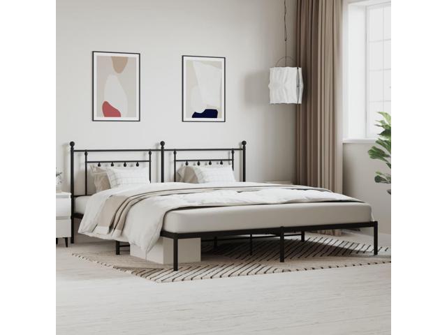 Click here for vidaXL 12 Inch Black King Size Bed Frame with Head... prices