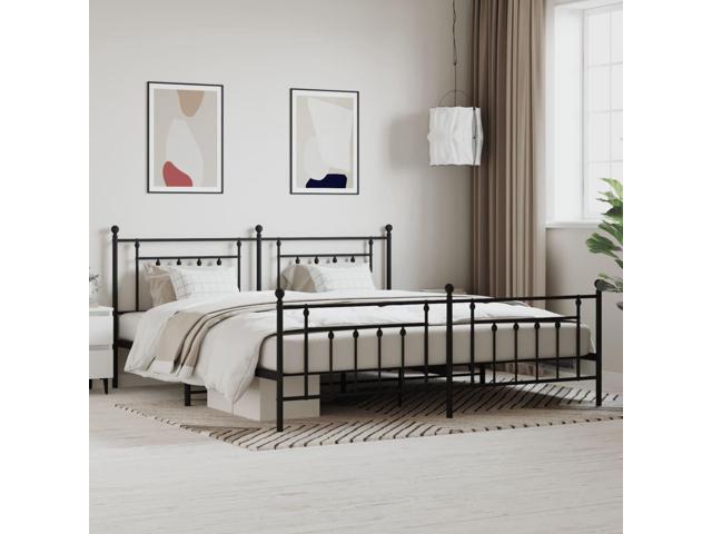 Click here for vidaXL 12 Inch Black King Size Bed Frame with Head... prices