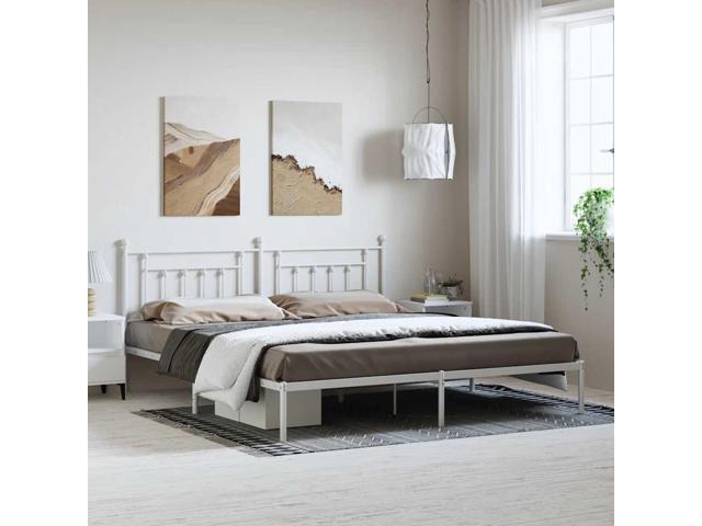 Click here for vidaXL 12 Inch White King Size Bed Frame with Head... prices