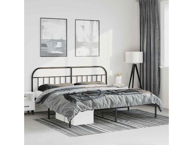 Click here for vidaXL 12 Inch Black King Size Bed Frame with Head... prices