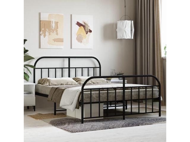 Click here for vidaXL 12 Inch Black Full Size Bed Frame with Head... prices