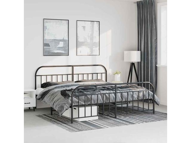 Click here for vidaXL 12 Inch Black King Size Bed Frame with Head... prices
