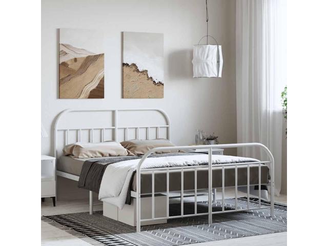 Click here for vidaXL 12 Inch White Full Size Bed Frame with Head... prices