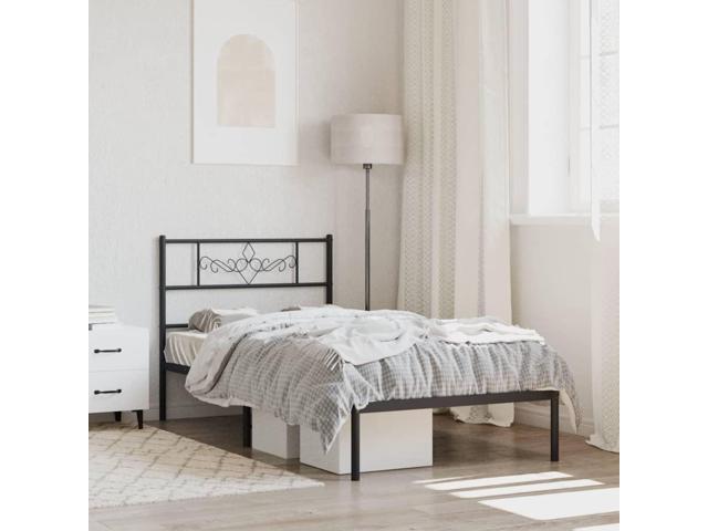 Click here for vidaXL 12 Inch Modern Black Twin Bed Frame with He... prices