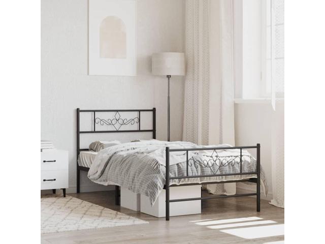 Click here for vidaXL 12 Inch Modern Black Twin Bed Frame with He... prices