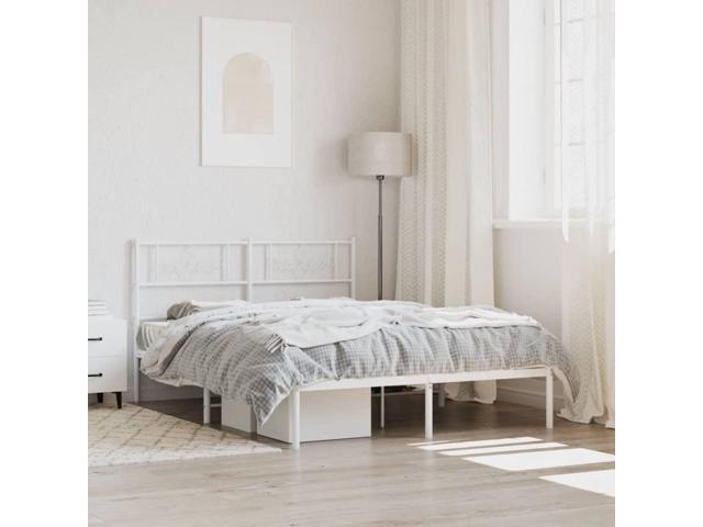 Click here for vidaXL 12 Inch Modern White Queen Bed Frame with H... prices
