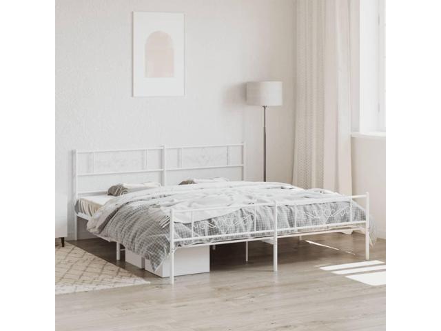 Click here for vidaXL 12 Inch Modern White King Size Bed Frame wi... prices