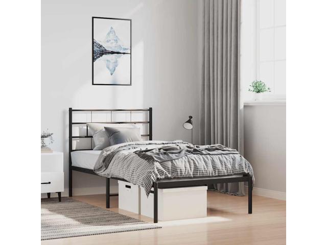 Click here for vidaXL 12-Inch Black Metal Twin Bed Frame with Hea... prices