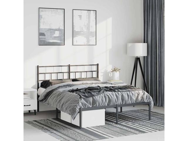 Click here for vidaXL 12-Inch Black Metal Queen Bed Frame with He... prices
