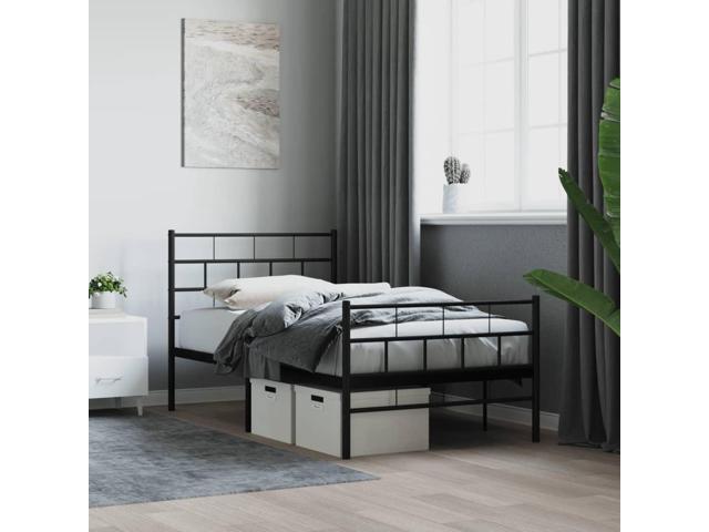 Click here for vidaXL 12-Inch Black Metal Twin Bed Frame with Hea... prices