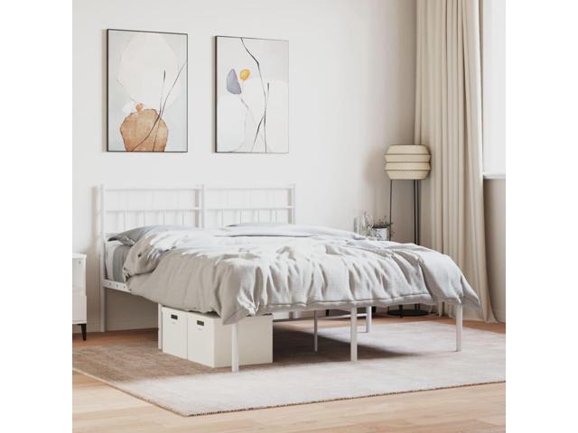 Click here for vidaXL 12-Inch White Metal Full Bed Frame with Hea... prices