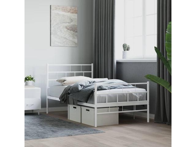 Click here for vidaXL 12-Inch White Metal Twin Bed Frame with Hea... prices