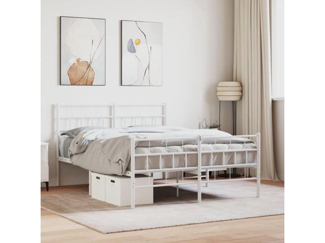 Click here for vidaXL 12-Inch White Metal Queen Bed Frame with He... prices