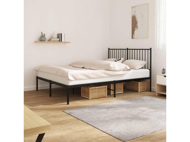 Click here for vidaXL 12-Inch Black Metal Full Bed Frame with Hea... prices