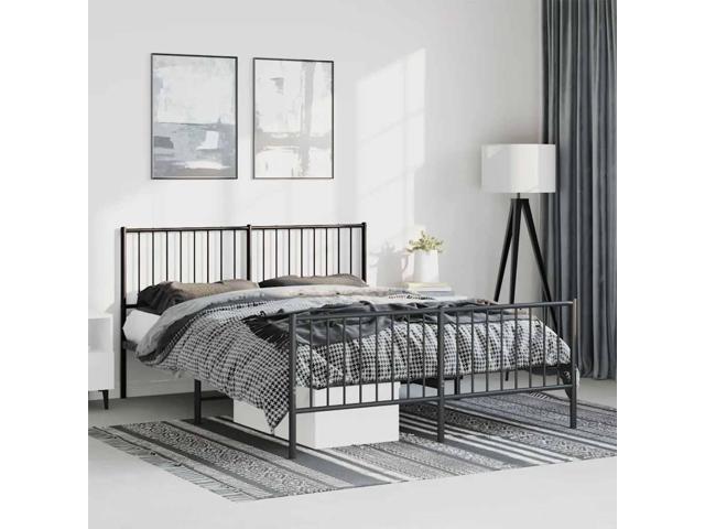 Click here for vidaXL 12-Inch Black Metal Full Bed Frame with Hea... prices