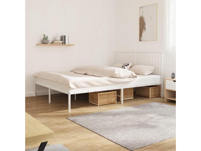 Click here for vidaXL 12-Inch White Metal Queen Bed Frame with He... prices