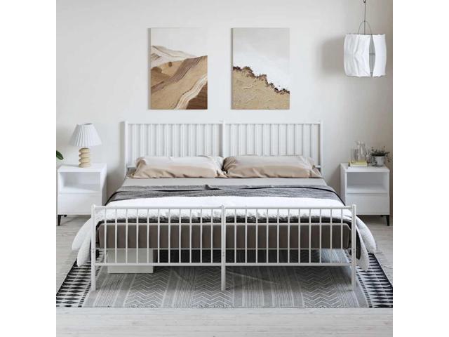 Click here for vidaXL White Metal California King Bed Frame with... prices