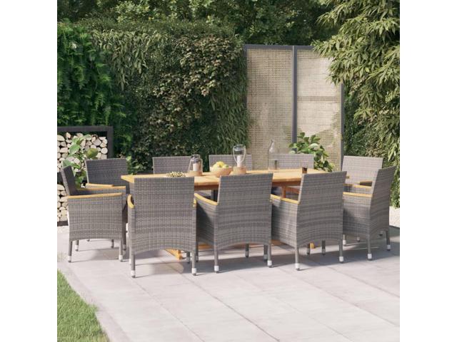 Click here for vidaXL Patio Dining Set 11 Piece with Cushions Gra... prices