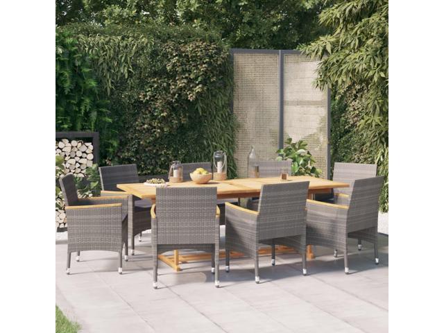 Click here for vidaXL Patio Dining Set 9 Piece with Cushions Gray... prices
