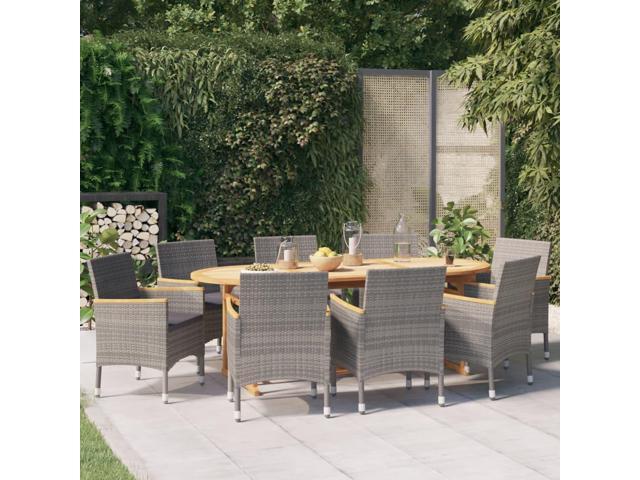 Click here for vidaXL Patio Dining Set 9 Piece with Cushions Gray... prices