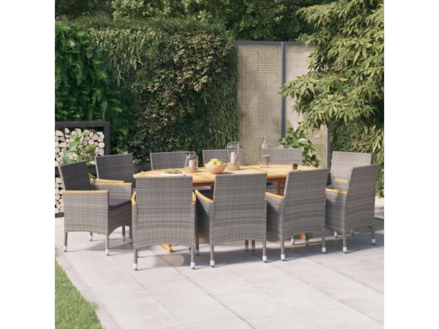 Click here for vidaXL Patio Dining Set 11 Piece with Cushions Gra... prices