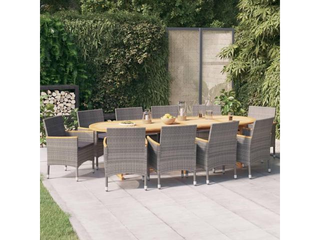 Click here for vidaXL Patio Dining Set 11 Piece with Cushions Gra... prices
