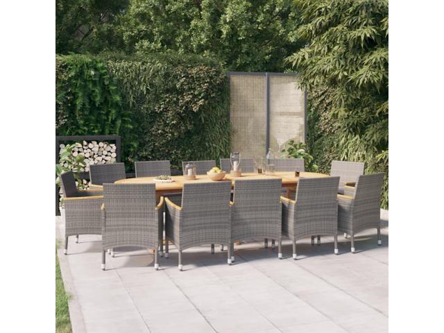 Click here for vidaXL Patio Dining Set 13 Piece with Cushions Gra... prices