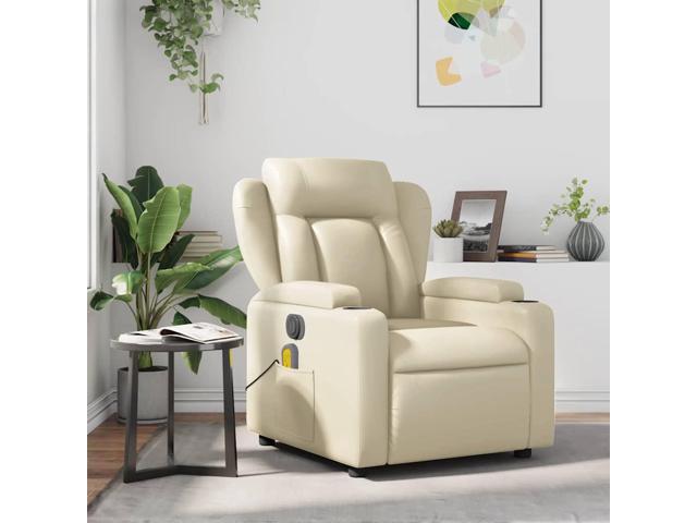 Click here for vidaXL Cream Leather Recliner Chair with 6-Point V... prices
