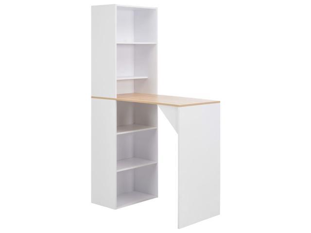 Click here for vidaXL Bar Table with Cabinet White Bistro Pub Hig... prices