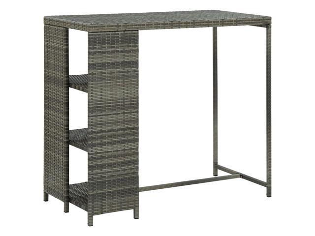 Click here for vidaXL Bar Table with Storage Rack Gray Poly Ratta... prices