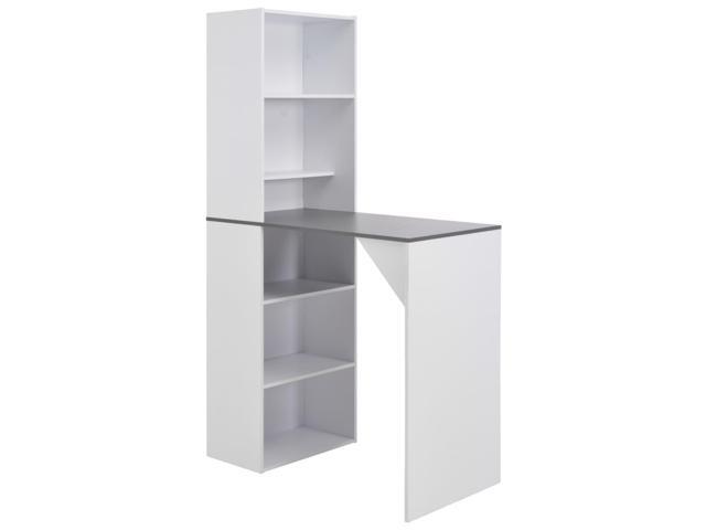 Click here for vidaXL Bar Table with Cabinet White Bistro Pub Hig... prices