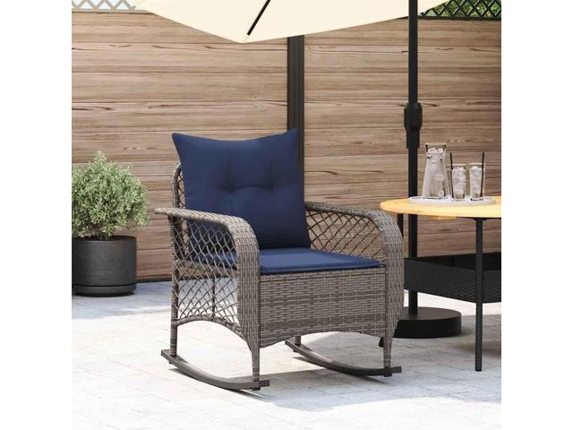 Click here for Patio Rocking Chair with Cushions Gray Poly Rattan... prices