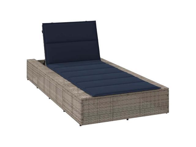 vidaXL Patio Sunbed Grey Pe Rattan Standard Adjustable Armrests - Gray and blue