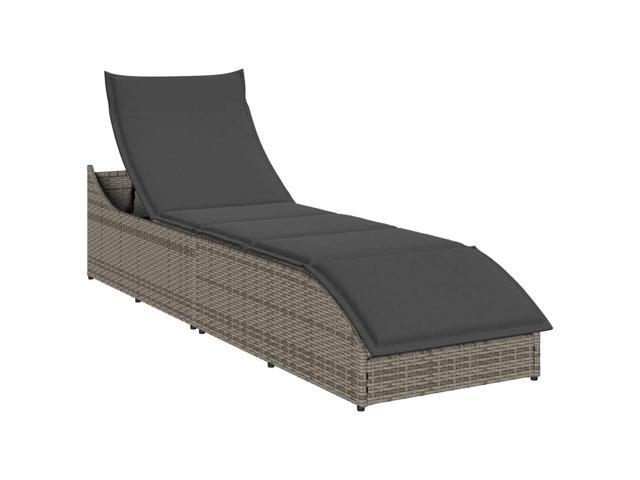Click here for vidaXL Folding Sun Lounger Grey Pe rattan  powder-... prices